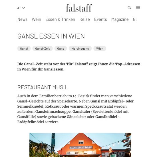 Restaurant Musil – Familienbetrieb seit 1910